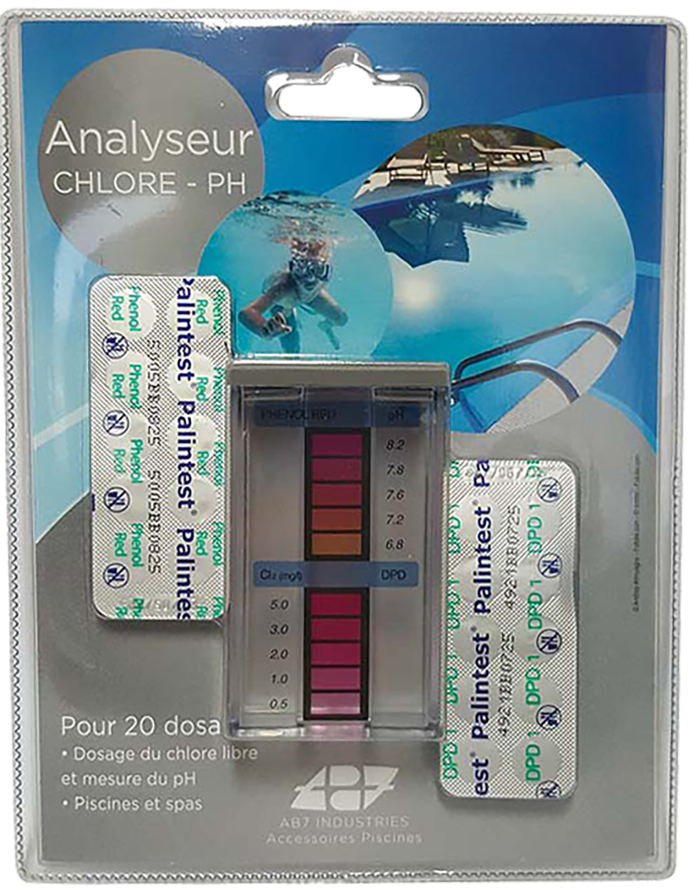 Kit Analyseur pH+ Chlore avec pastilles - Double coque