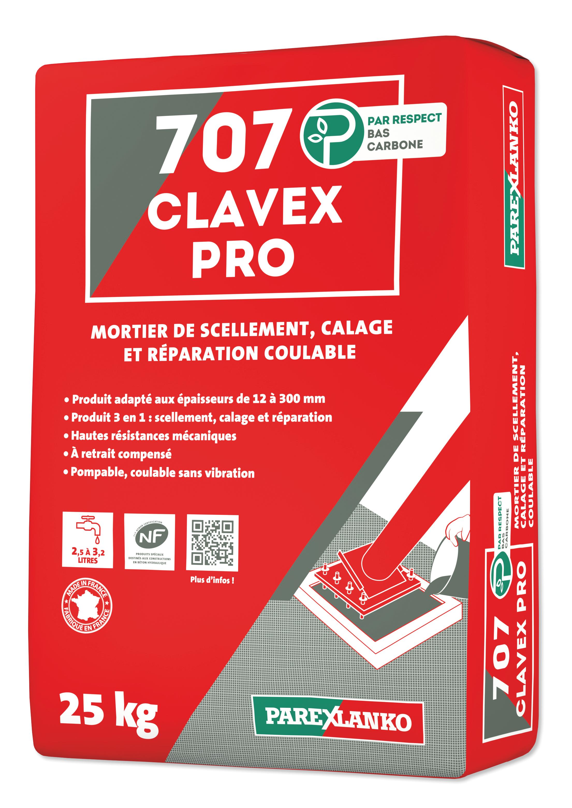 Mortier de scellement - calage et réparation coulable CLAVEX PRO 707 ...