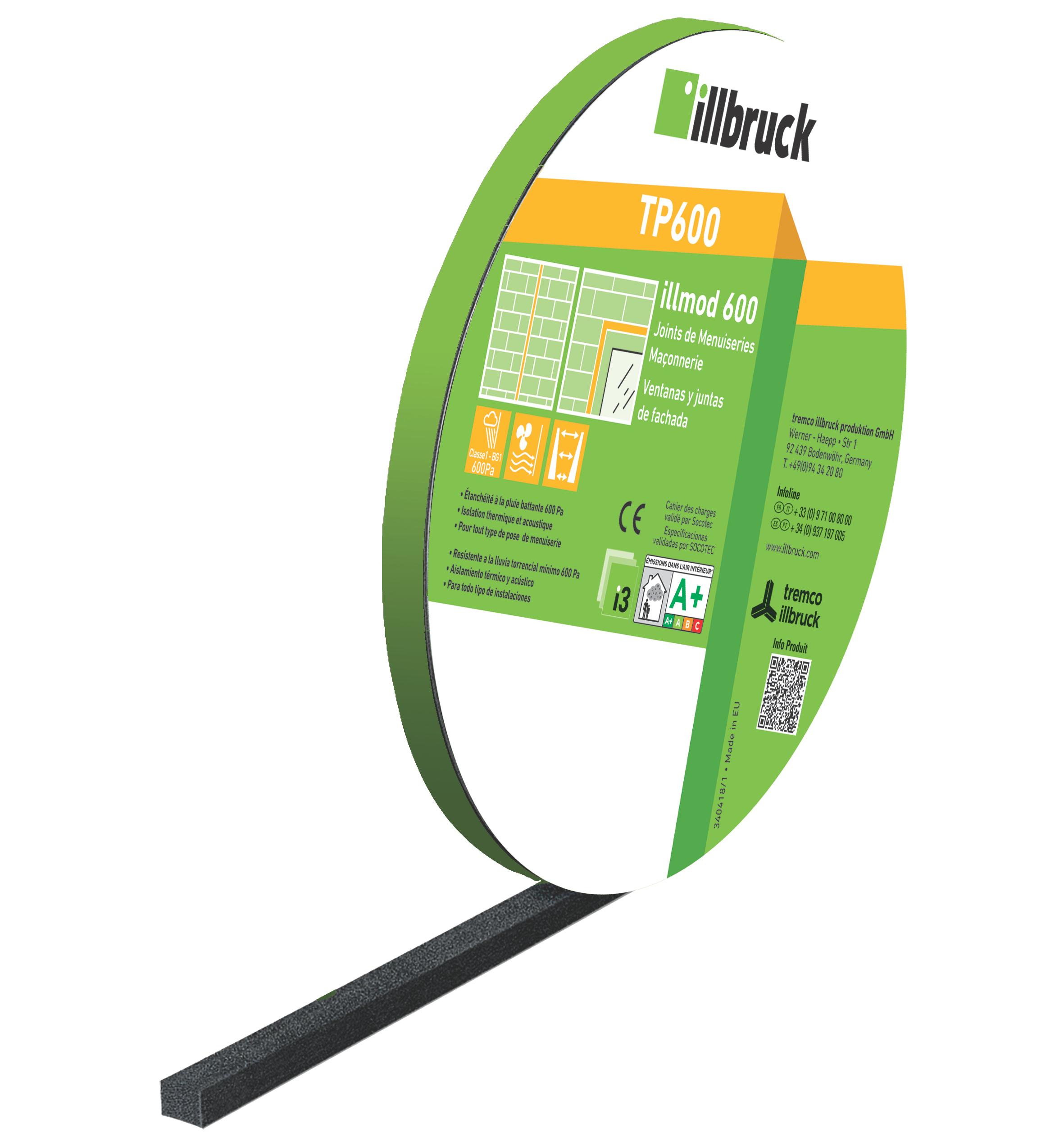 Bande d'étanchéité polyuréthane illbruck TP600 illmod 600 20/3-7 noir 8m