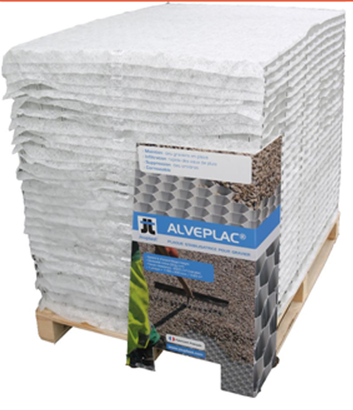 Plaque stabilisatrice ALVEPLAC pour graviers 1166x800x30 mm Gris + PLV - Box 38 unités - Avec ...
